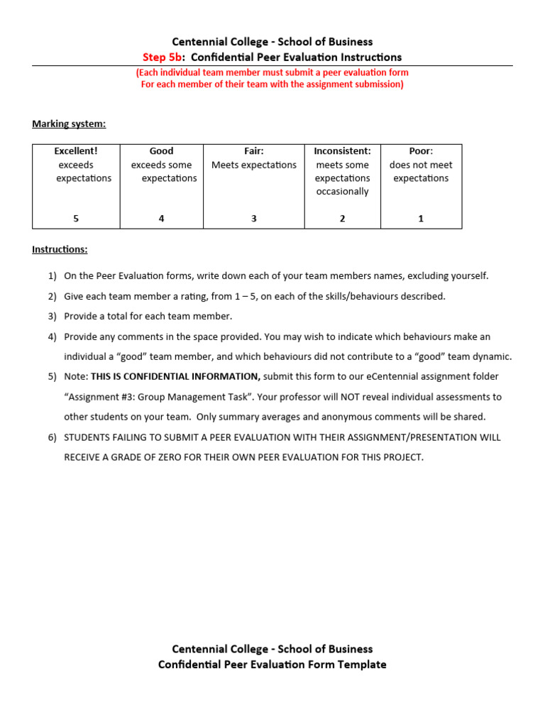 Team Member Peer Evaluation Template Pdf Cognition Human
