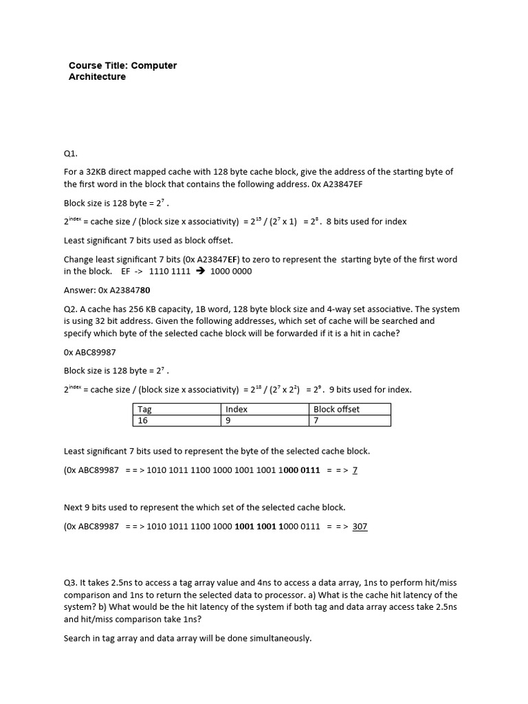 CA Tut14 ANS | PDF | Cpu Cache | Digital Electronics