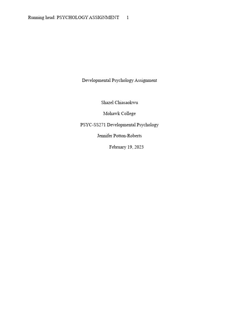 (Updated) Developmental Psychology Assignment | PDF | Violence | Psychology