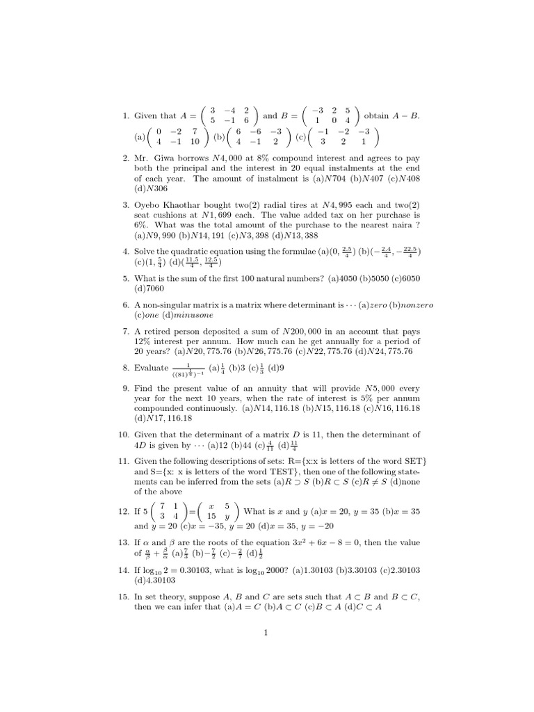 Mat 103 | PDF | Interest | Financial Services