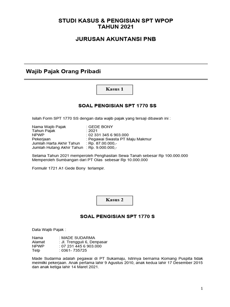 Studi Kasus 1-2 Wpop 1770ss 1770s | PDF