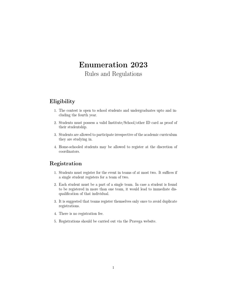 Enumeration 2023 Rules Reg | PDF