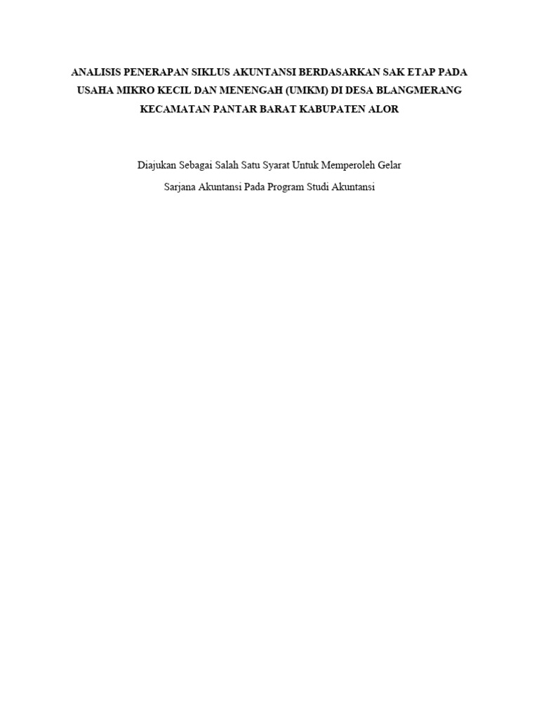 Analisis Penerapan Siklus Akuntansi Berdasarkan Sak Etap Pada Usaha Mikro Kecil Dan Menengah | PDF