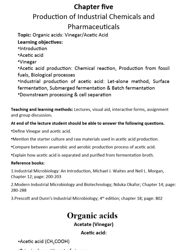 Production of Acetic Acid | PDF