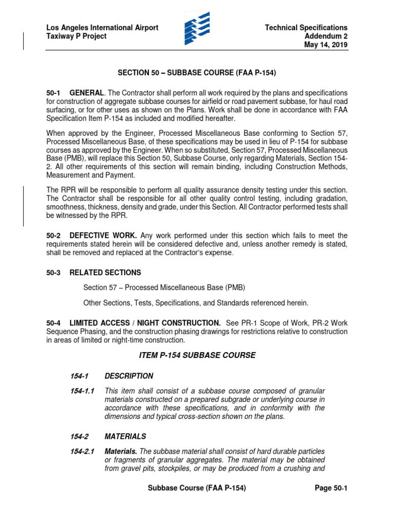 Item P-154 Subbase Course: Description | PDF | Materials