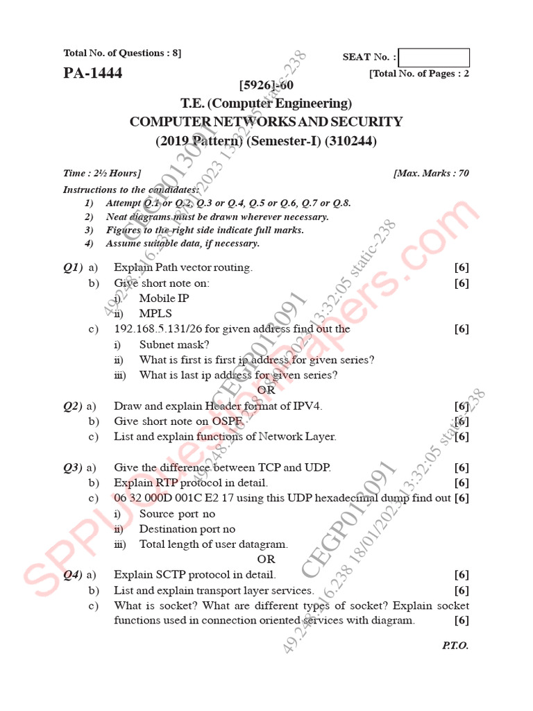 21CS52 Computer Networks Exam Notes | PDF | Port (Computer Networking ...