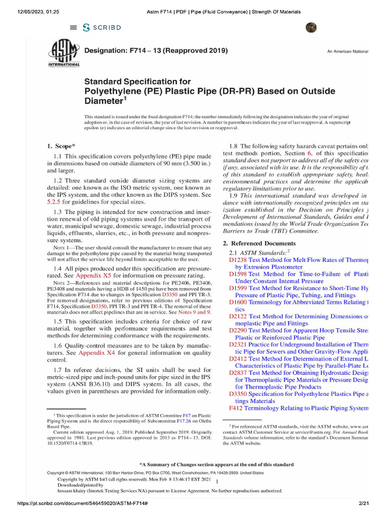 Astm F714 2019 - Tubos Pead | PDF