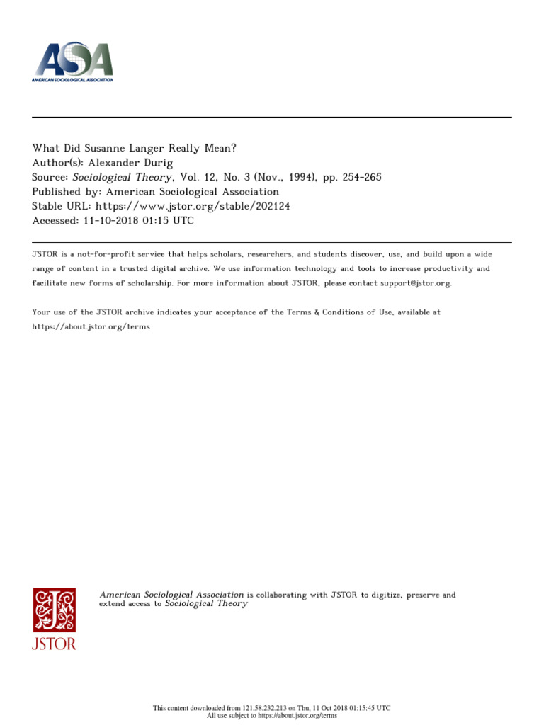 What Did Susanne Langer Really Mean Alexander Durig PDF Logic
