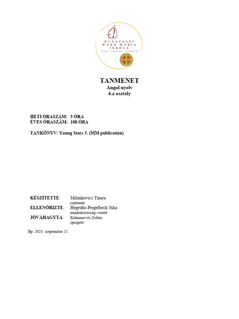 4.a Angol Tanmenet | PDF