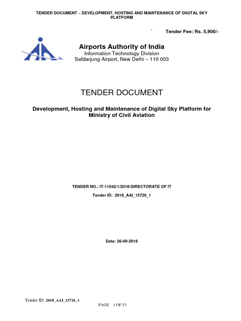 Digital Sky Platform Tender | PDF | Procurement | Service Oriented Architecture