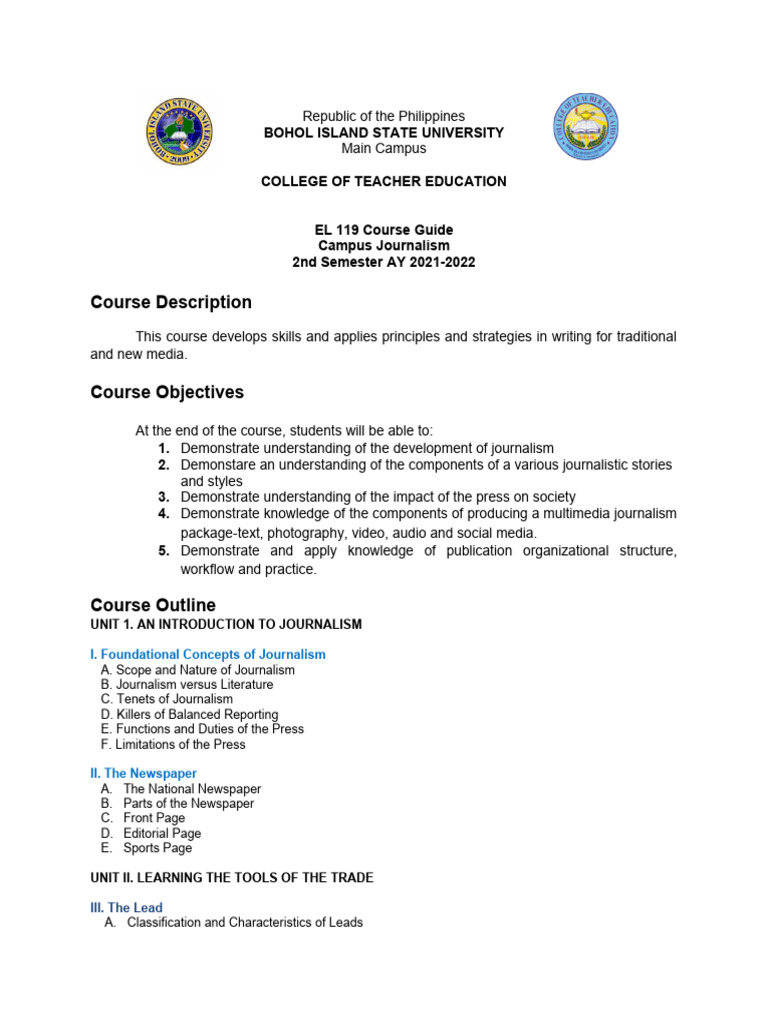 Campus Journalism Course Guide | PDF | Plagiarism | News