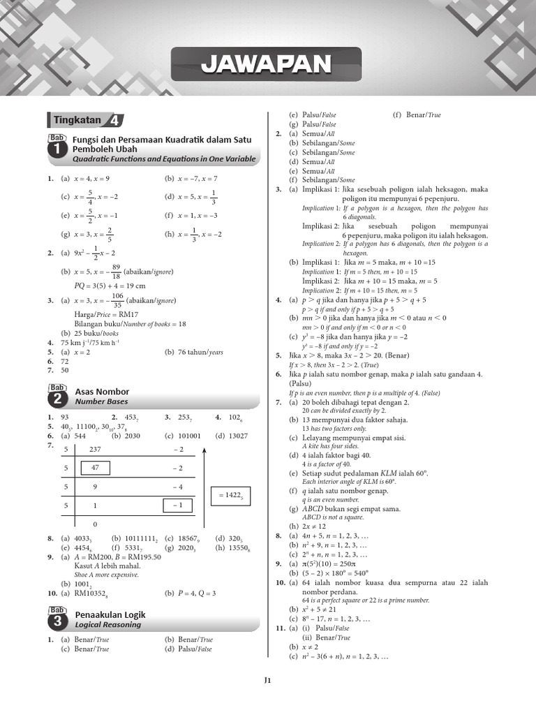 Jawapan PTRS SPM Matematik 2023 | PDF