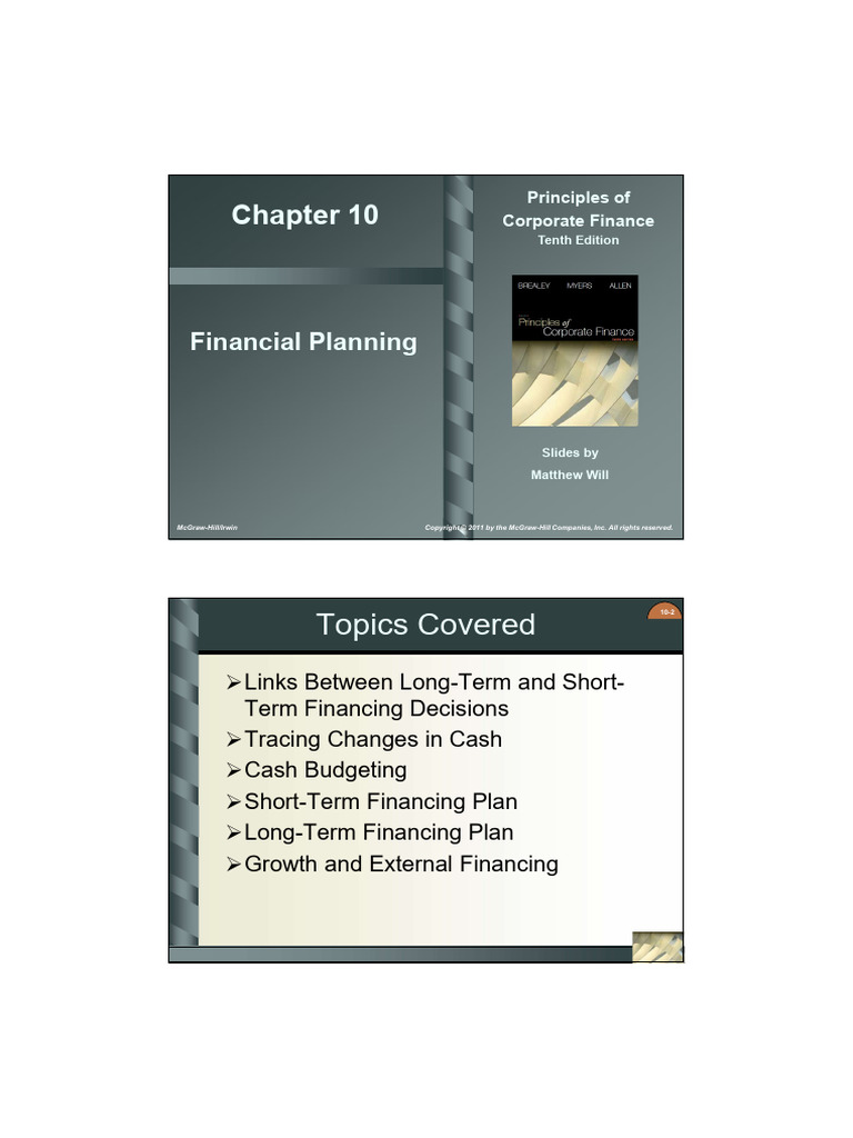 b02037 Chapter 10 Financial Planning | PDF | Equity (Finance) | Depreciation