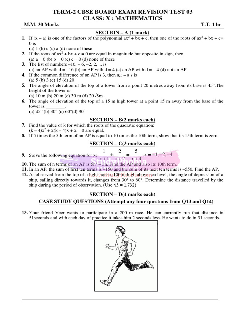 Math Term 2 Revision Test 3 | PDF | Quadratic Equation | Mathematics