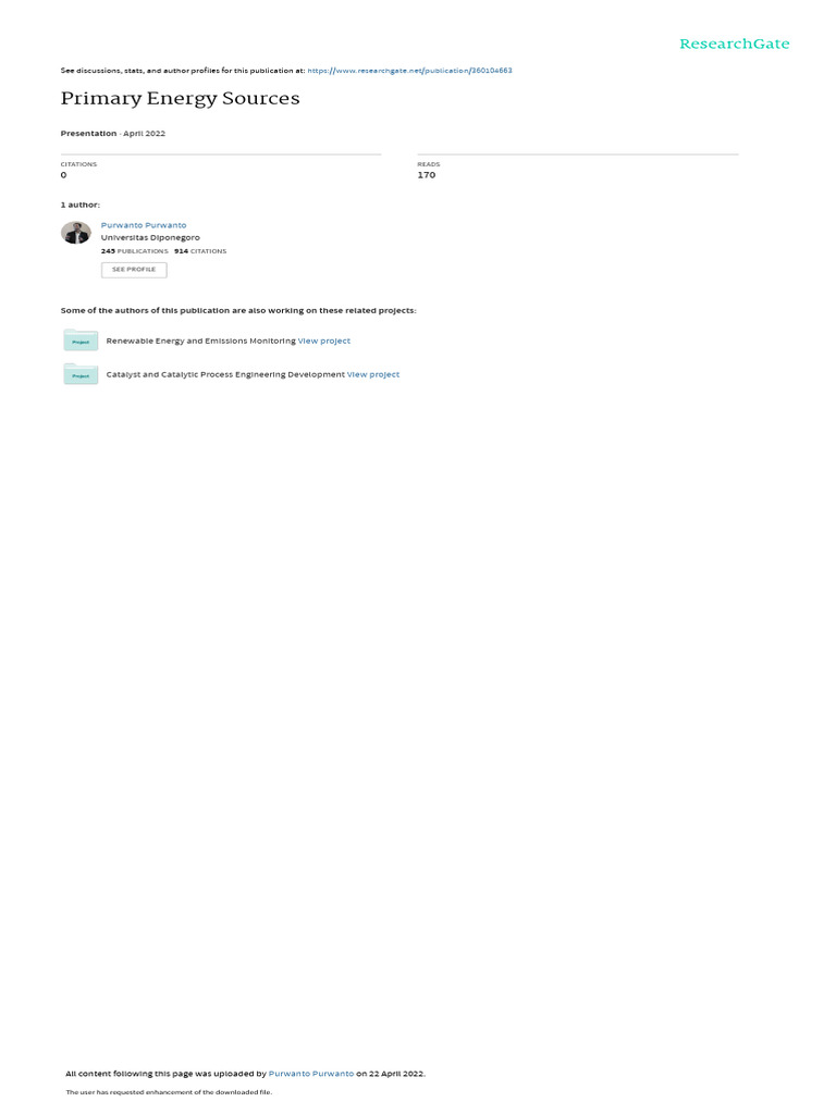 Primary Energy Sources | PDF | Energy Development | Renewable Energy