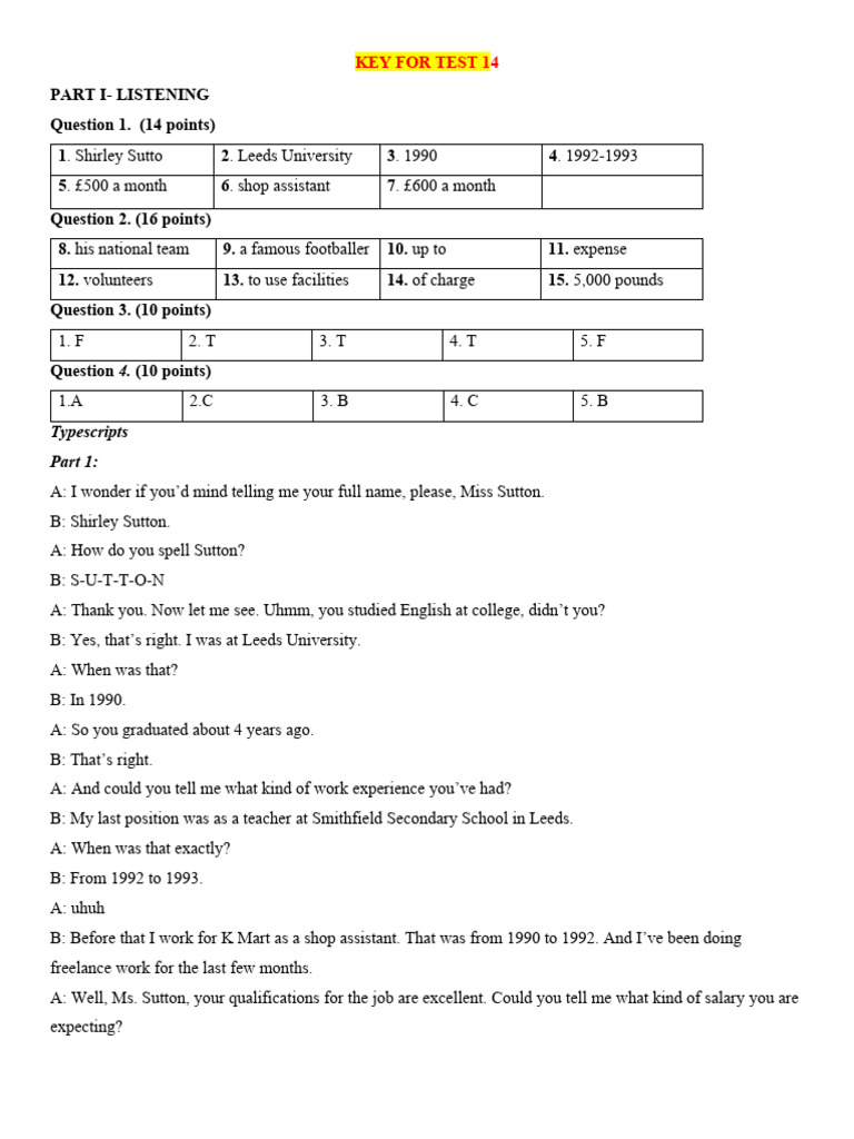 Key For Test 14 | PDF | Carbon Dioxide | Carbon Footprint