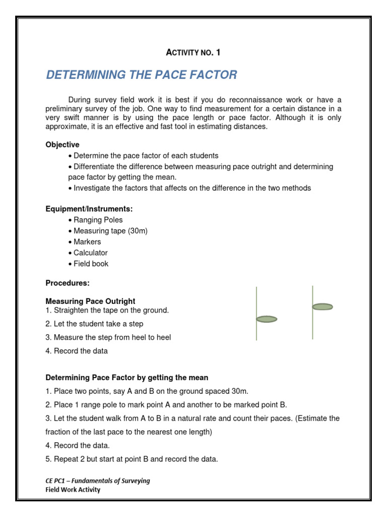 Field Work Activity1 Determining Pace Factor | Download Free PDF ...