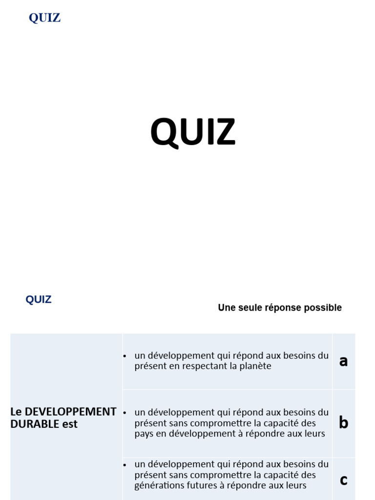 Quiz RSE | PDF | Responsabilité sociétale des entreprises ...