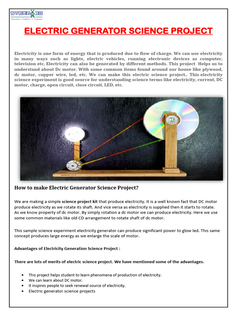 Electric Generator Science Project | PDF