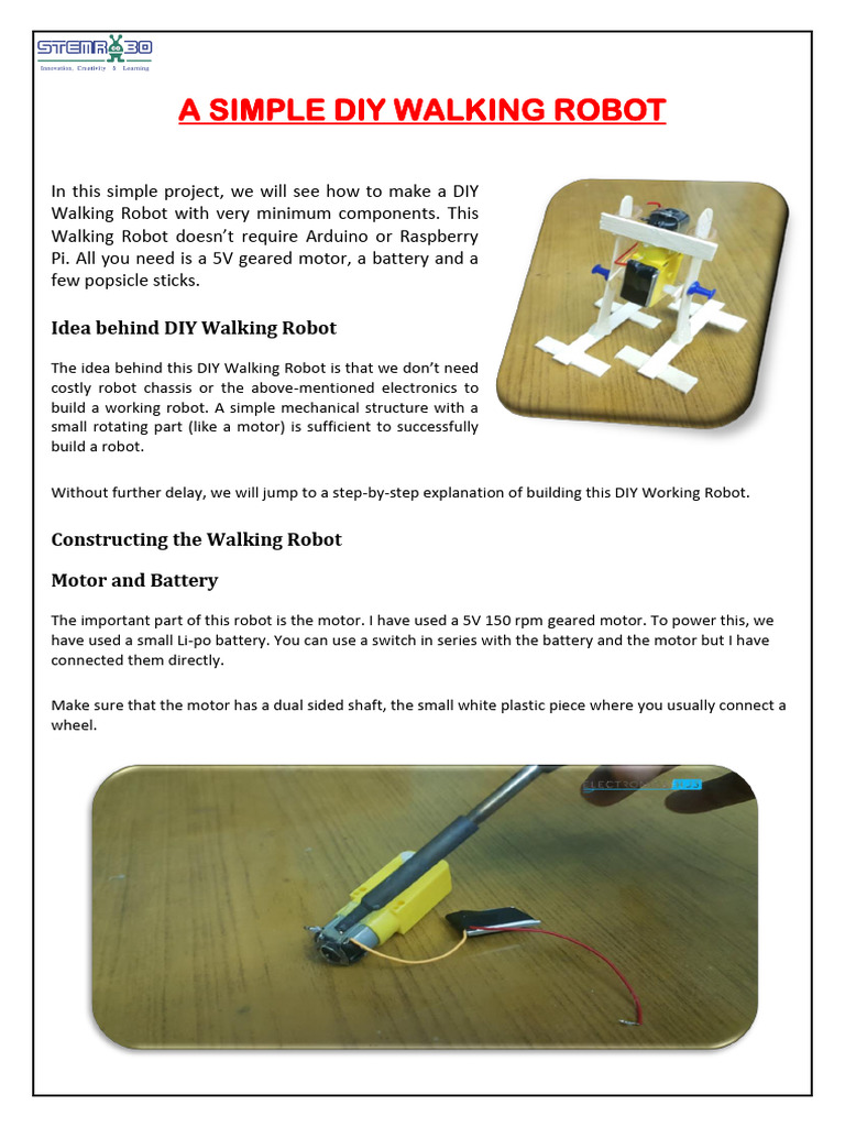 DIY Walking Robot for Kids | PDF | Manufactured Goods | Mechanical ...
