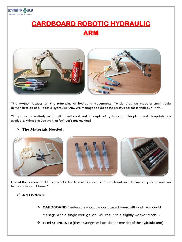 CARDBOARD Robotic Hydraulic Arm | PDF | Syringe | Equipment