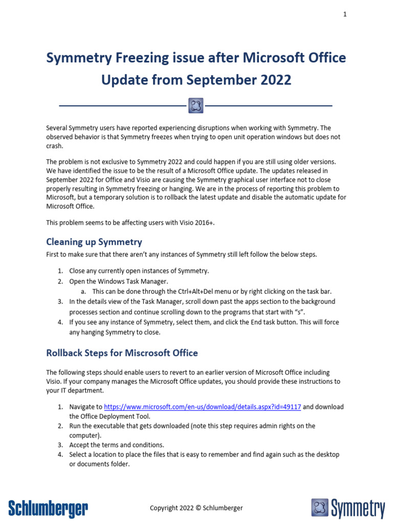 Symmetry Freezing After Office Updates 2022 - 7889977 - 01 | PDF ...