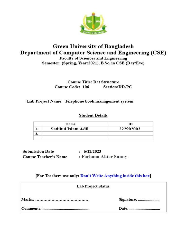 Lab Project Report Template - CSE | Download Free PDF | Graphical User Interfaces | Information ...