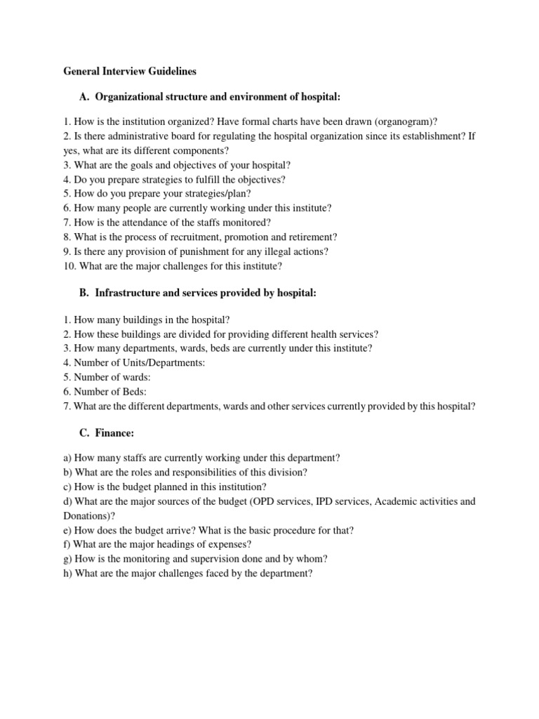 Comprehensive Hospital Interview Guidelines | PDF | Surgery | Emergency ...