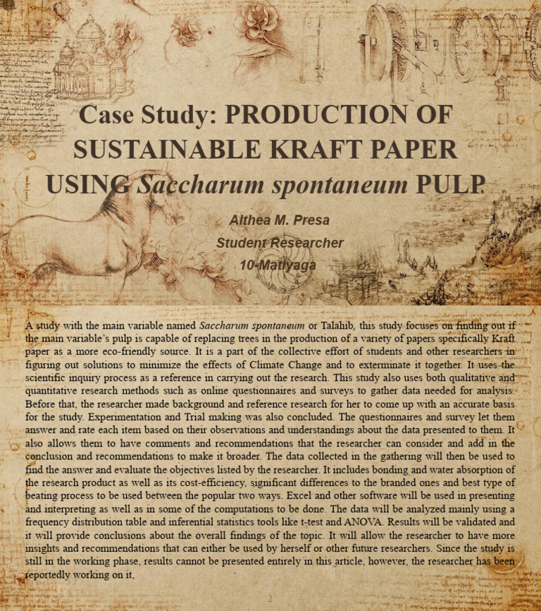 Sustainable Kraft Paper from Talahib Pulp | PDF