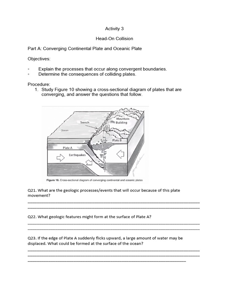 Activity 3 Convergence of Continental and Oceanic | PDF