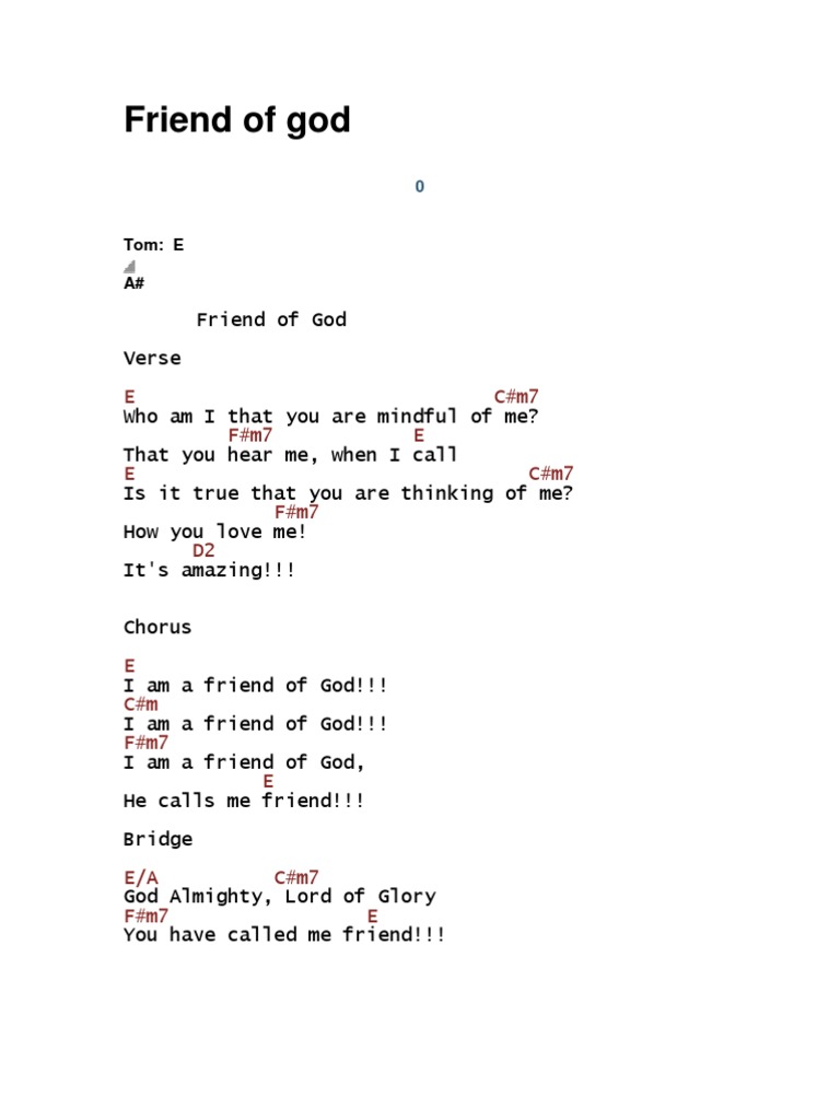 Friend of God Lyrics and Chords | PDF | Language Arts & Discipline
