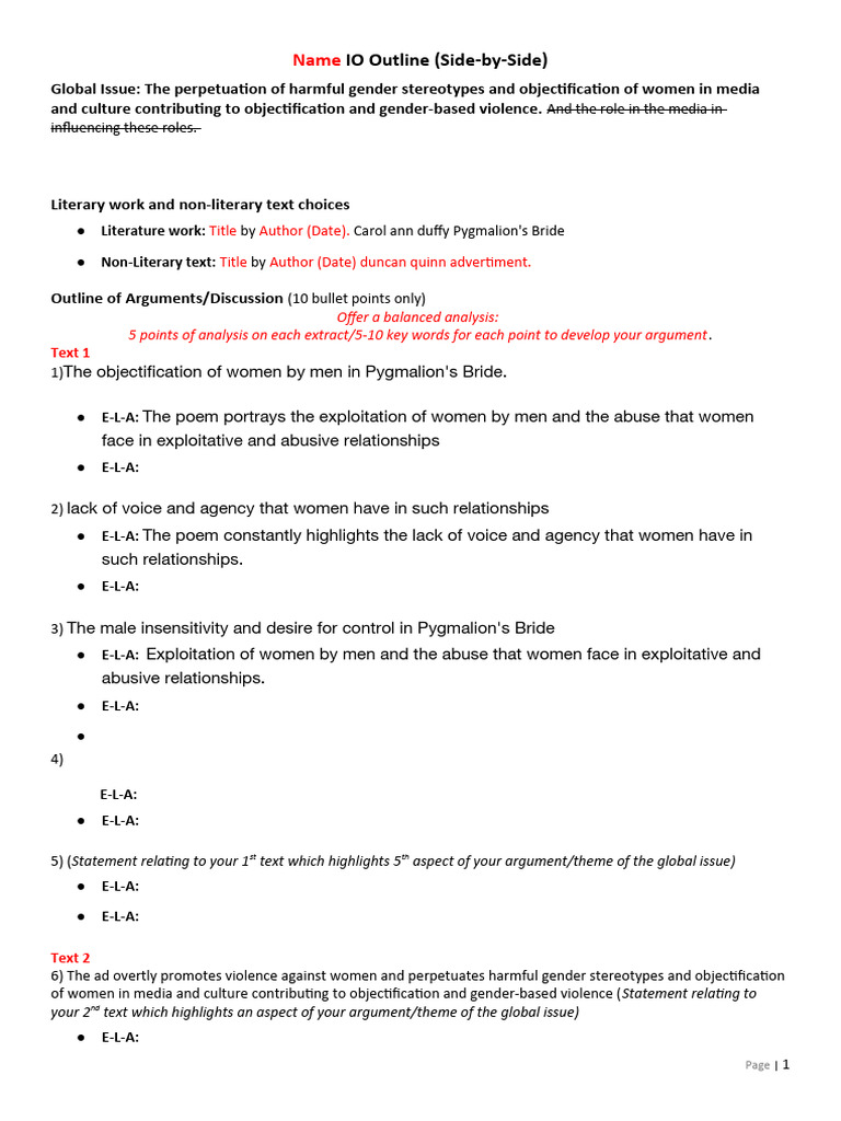 IO Outline Side-by-Side & Texts | PDF | Gender | Gender Studies