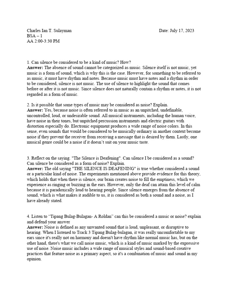 Tipang Bulag-Bulagan | PDF | Noise | Silence