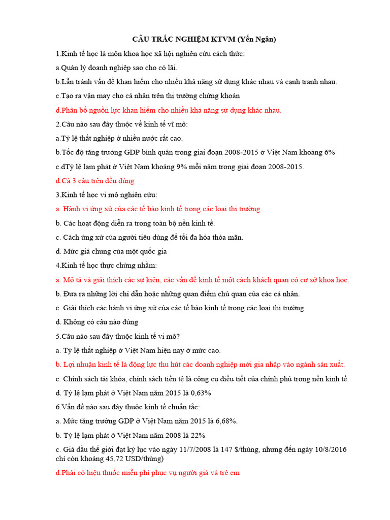Trắc Nghiệm KTVM | PDF