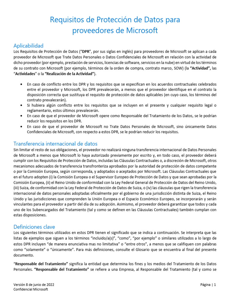 Microsoft Supplier Data Protection Requirements FY23 es-ES | PDF ... Microsoft Supplier Data Protection Requirements FY23 es-ES | PDF ...