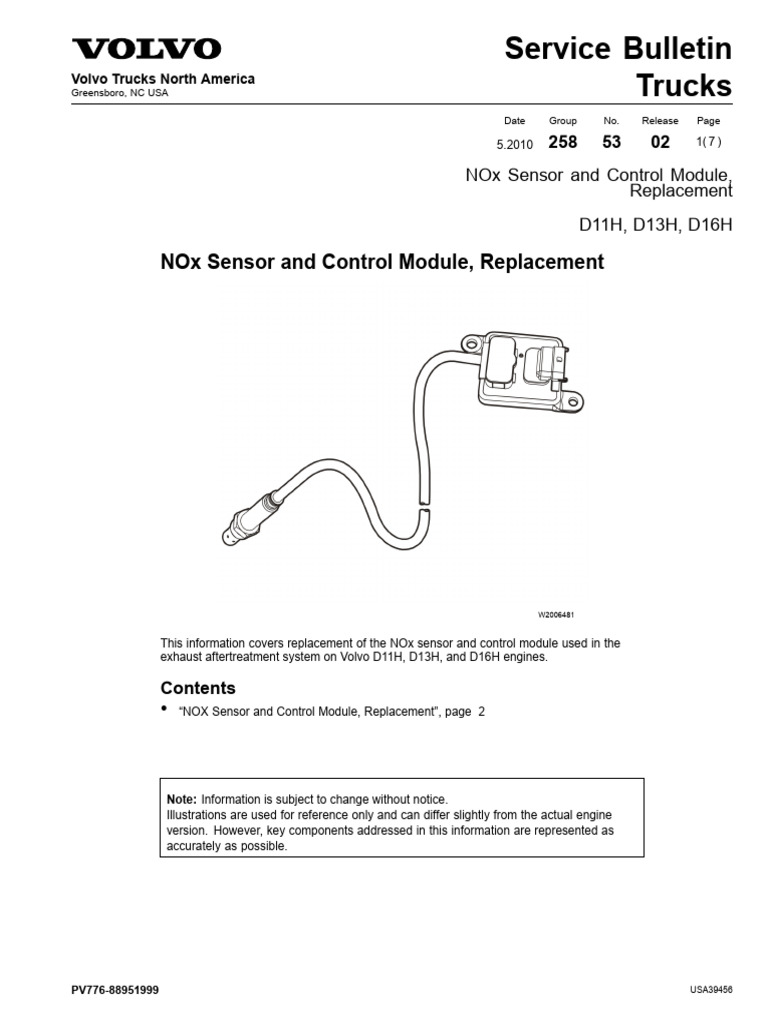 Volvo Truck NOx Sensor Guide | PDF | Truck | Exhaust Gas