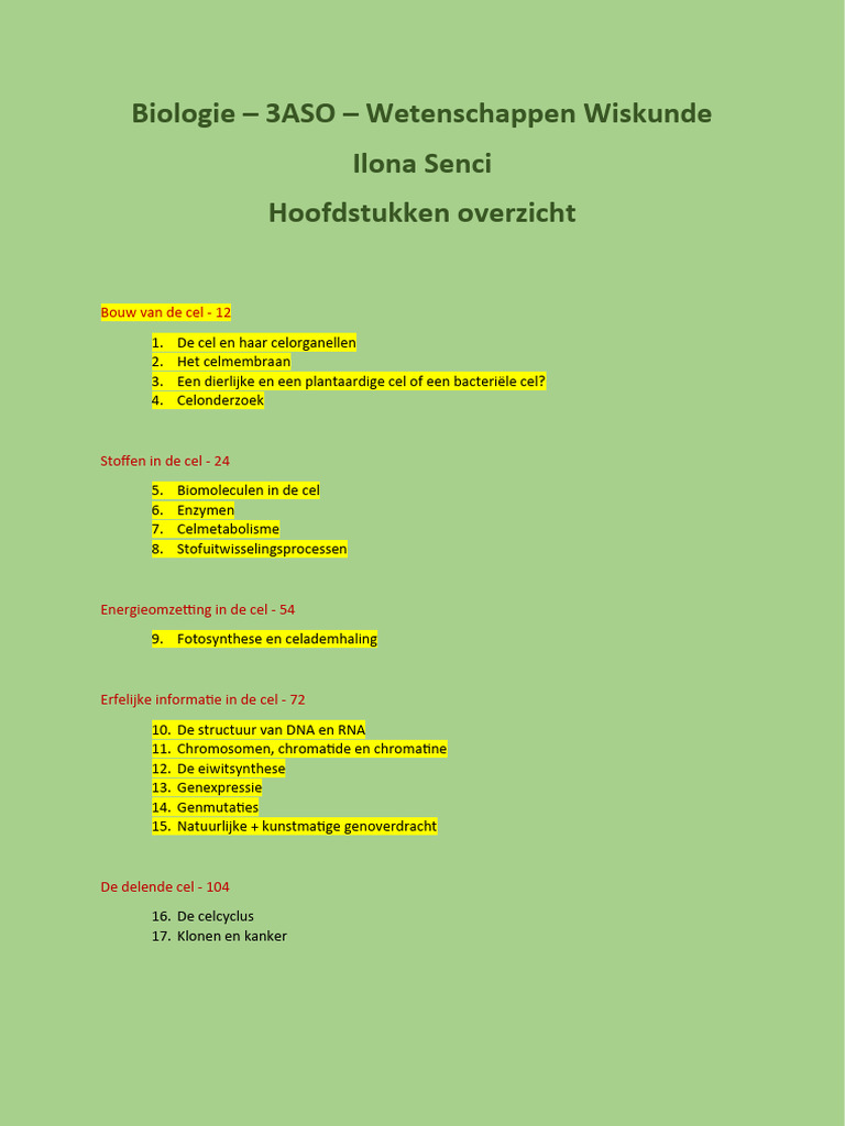 Biologie Overzicht H INzicht | PDF