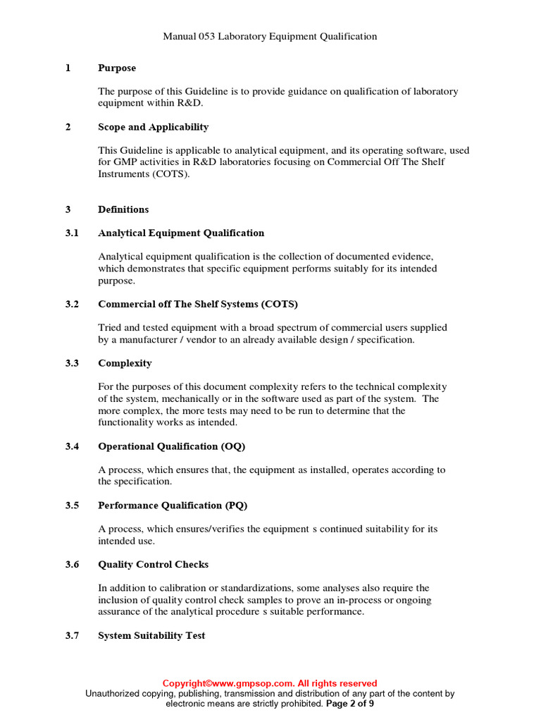 Manual 053 Laboratory Equipment Qualification | PDF | Verification And ...