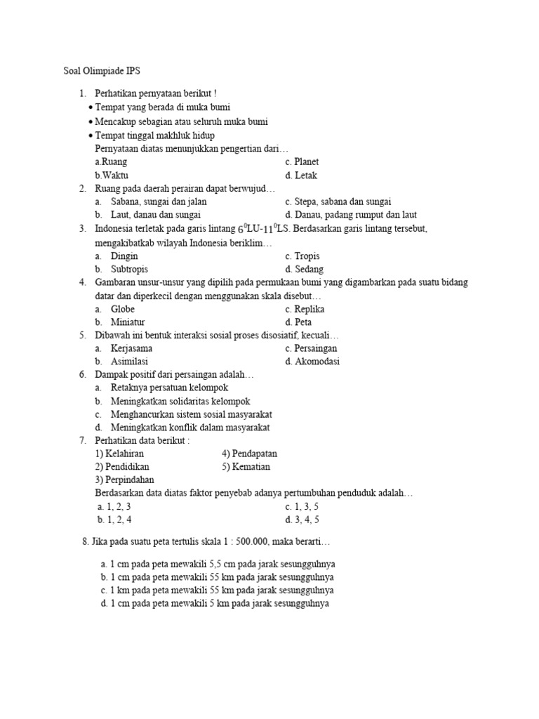 Soal Olimpiade IPS | PDF