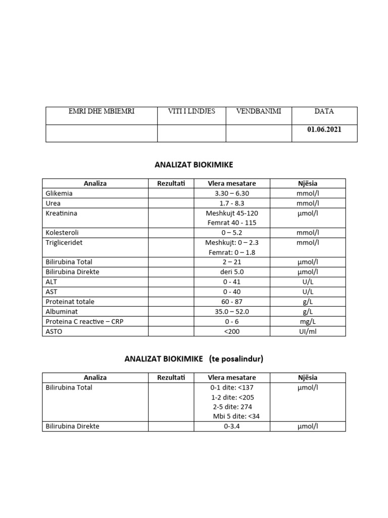 BIOKIMIA Klinike Dhe Laboratorike | PDF
