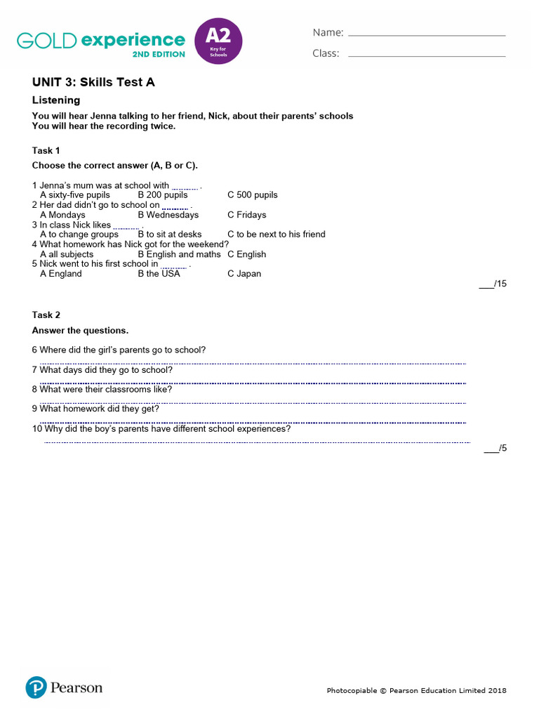 5a Skills | PDF | Homework