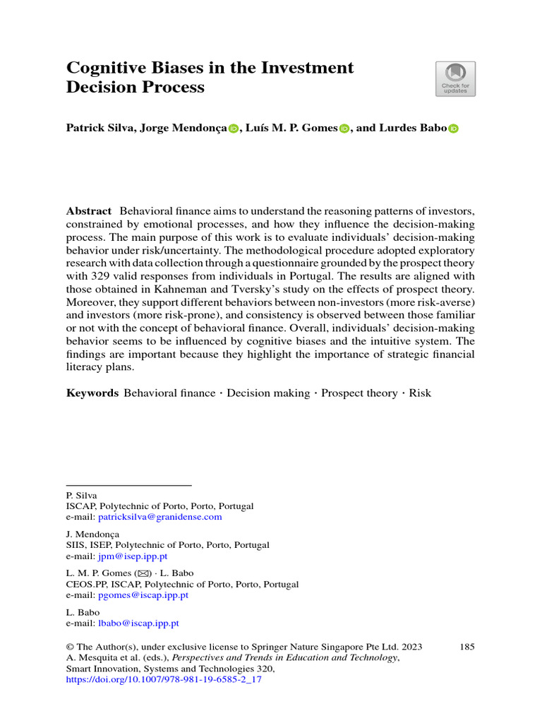 Cognitive Biases in The Investment Decision Process: Patrick Silva ...
