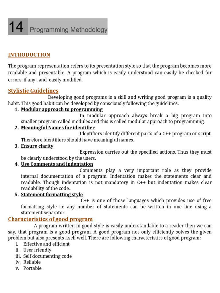 Chapter-14 Programming Methodology | PDF | Computer Program | Programming