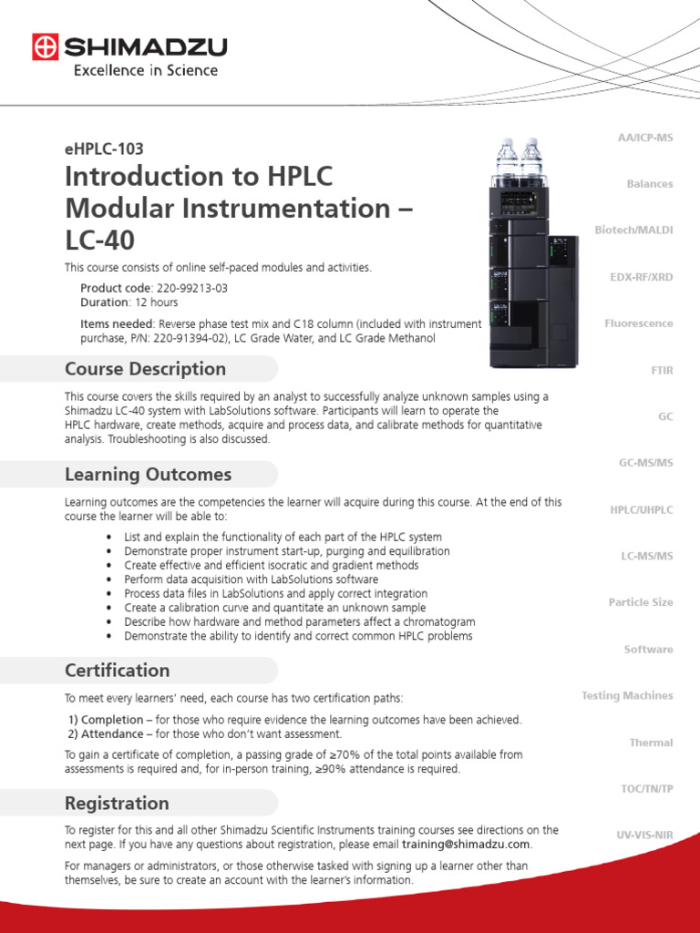 Shimadzu HPLC Training Course 2025 | PDF | Business | Computers