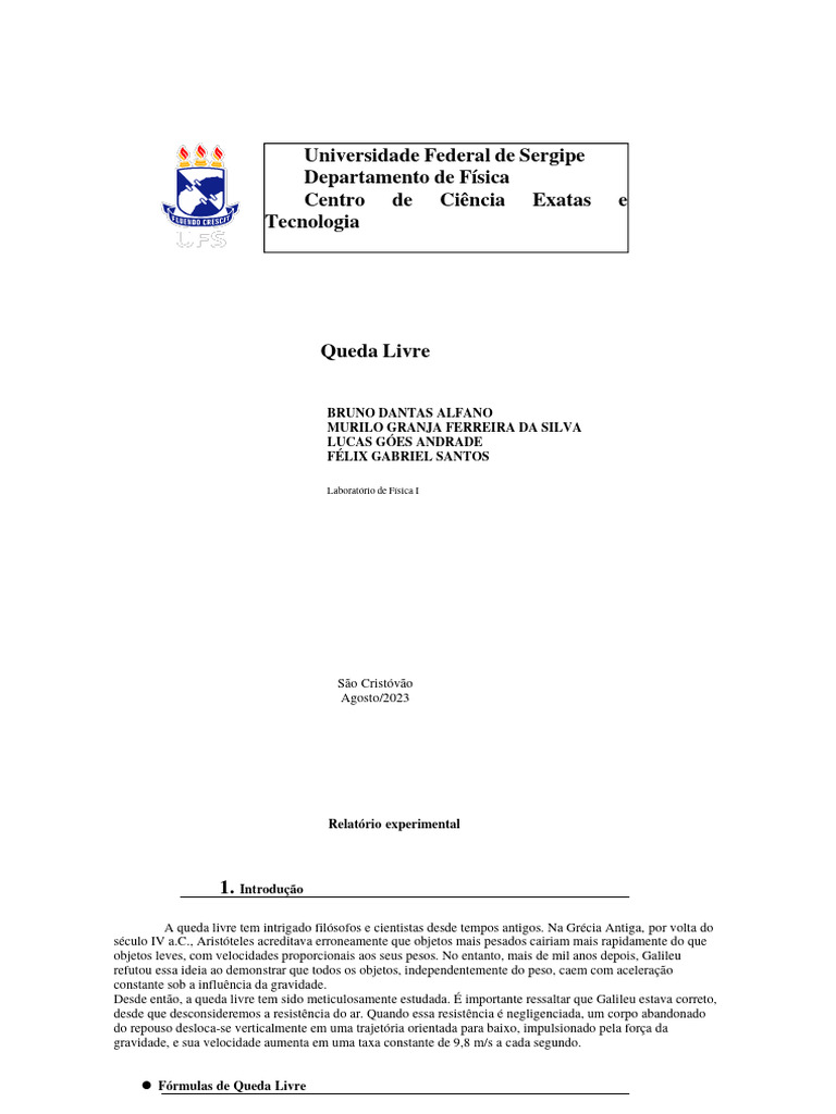 Queda Livre-4 | PDF | Gravidade | Tempo
