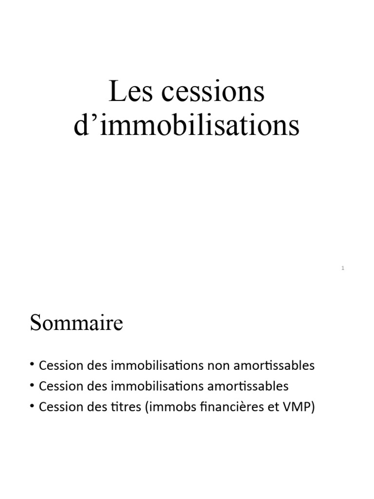 Cours Cessions | PDF | Immobilisations | Dépréciation
