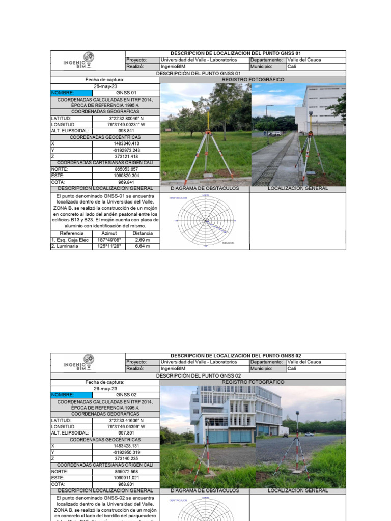 Ficha Tecnica GNSS Univalle Laboratorios | PDF | Geodesia | Geometría Elemental