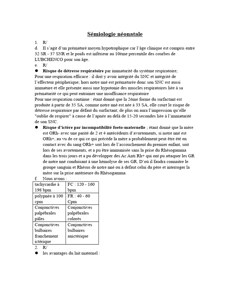 Sémiologie néonatale et courbes de Lubchenco | PDF | Allaitement ...