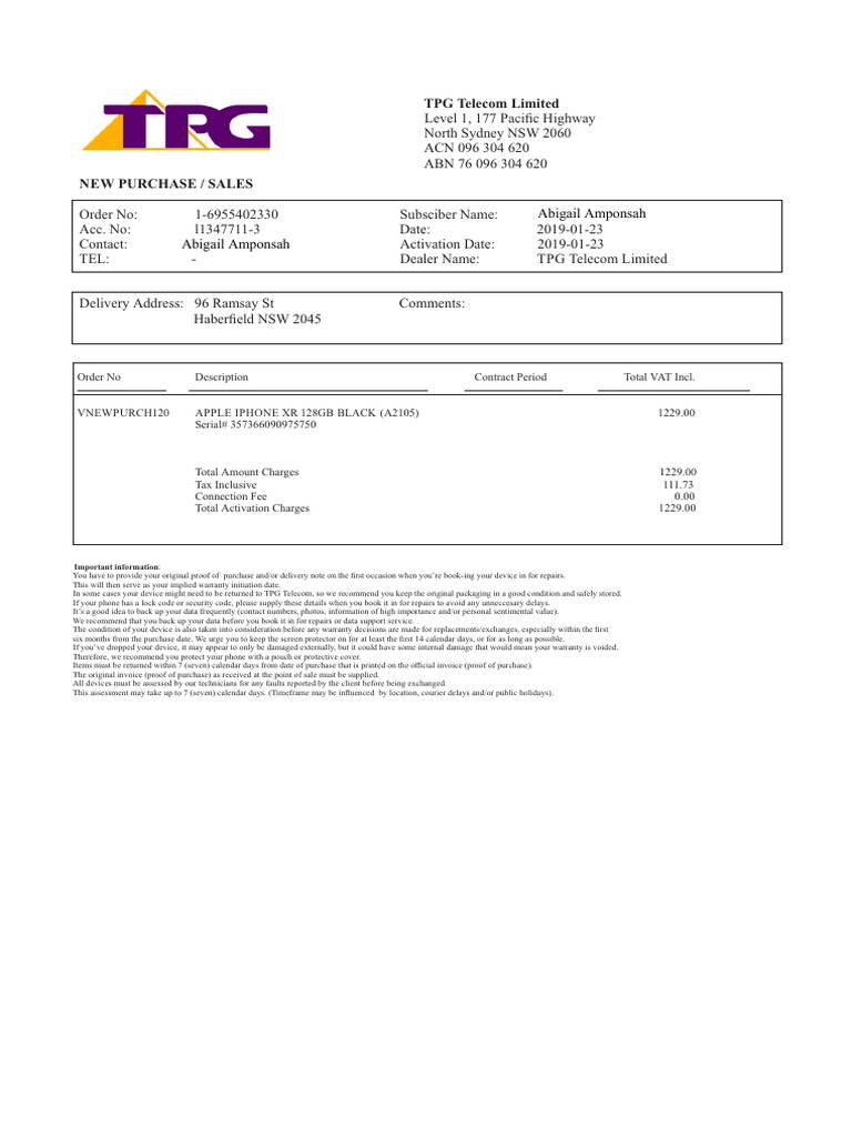 TPG Telecom Au PDF | PDF