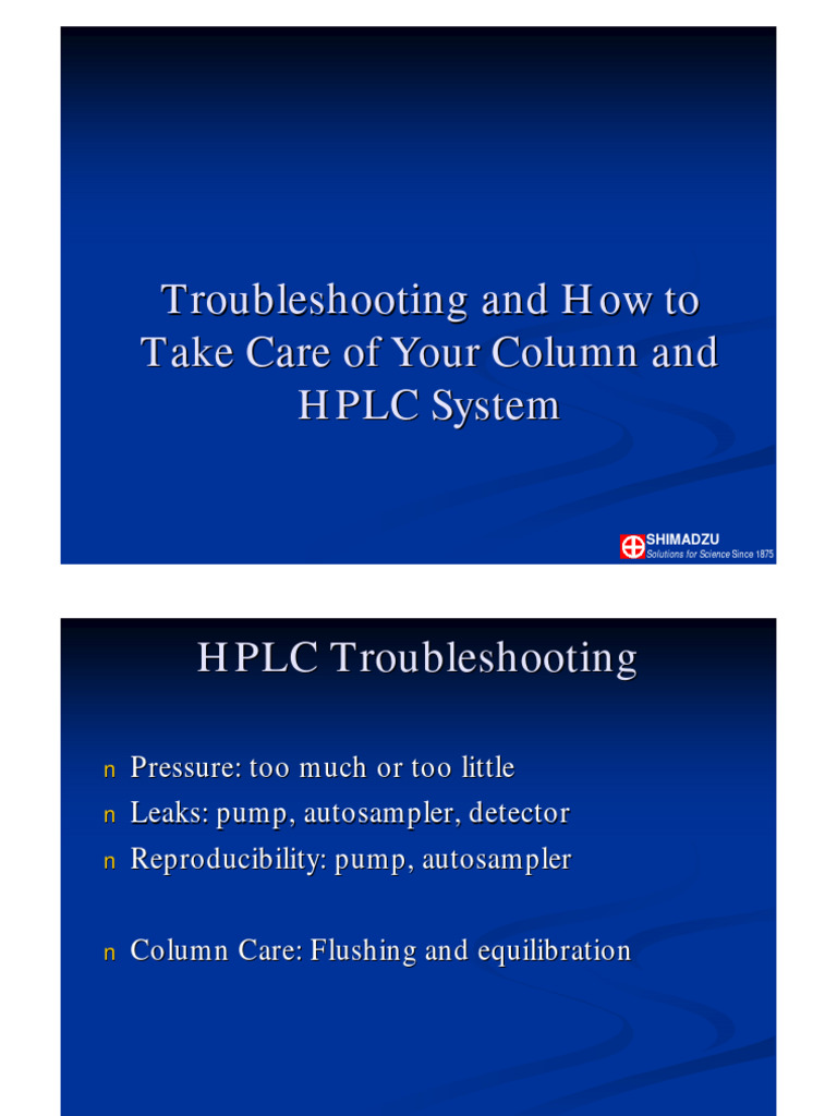 Hplc Troubleshooting 02 Shimadzu Pdf High Performance Liquid Chromatography Valve